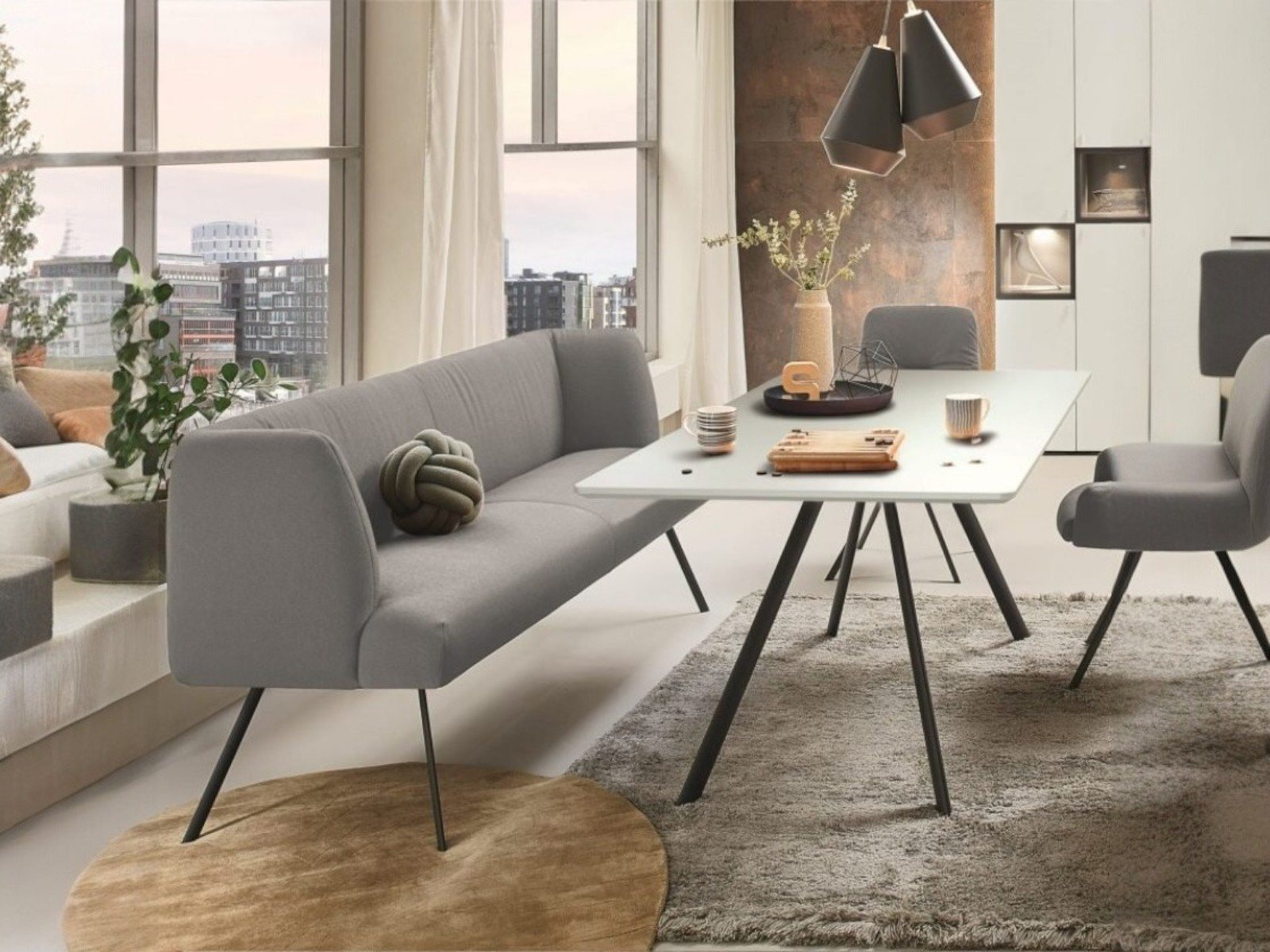 Opal With Elliptic Tube Legs Bench By Venjakob - Beadle Crome Interiors