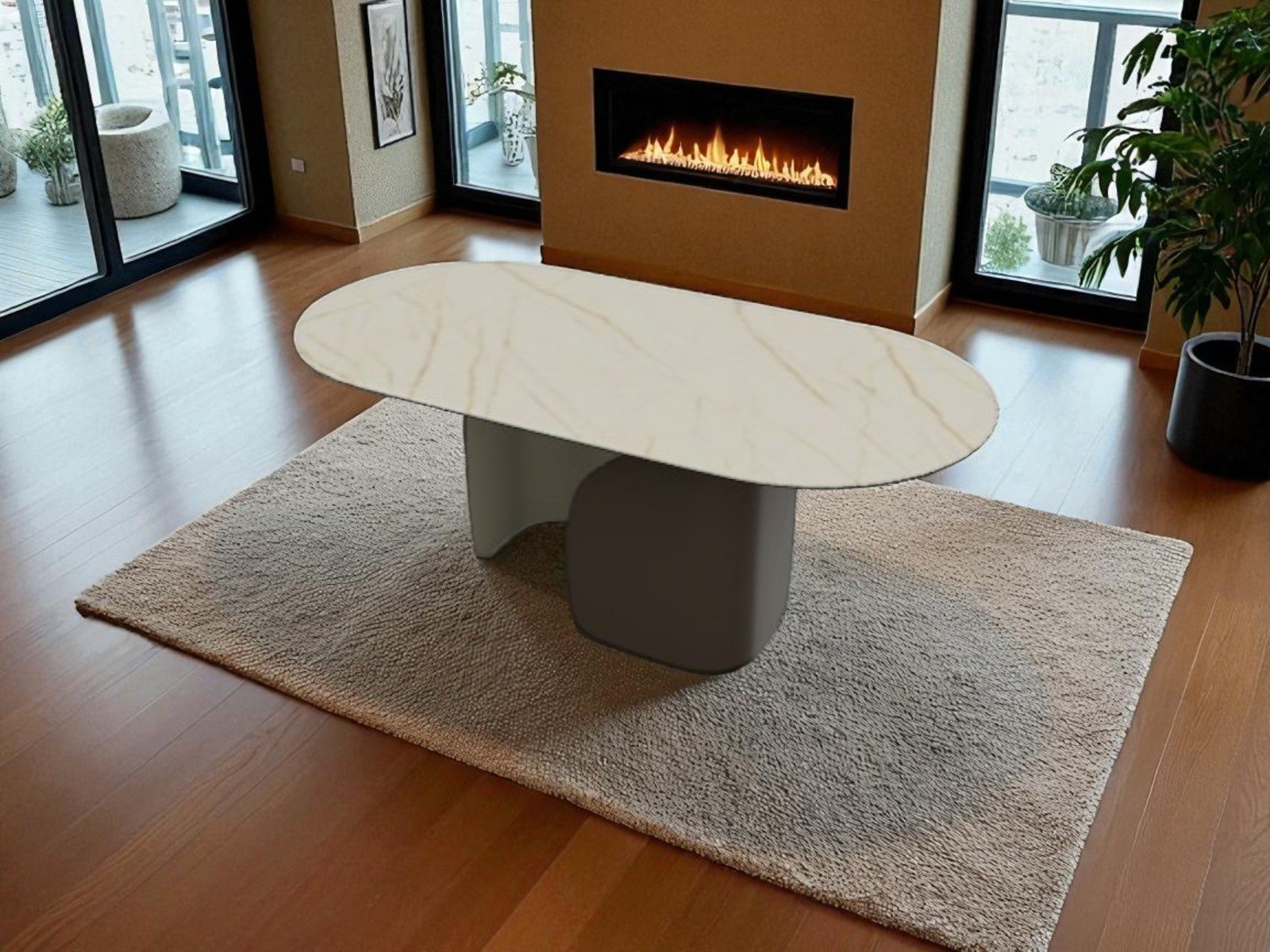 Twins Non Extending Shaped Table in Ceramic CS4153-FE 200 By Calligaris ...